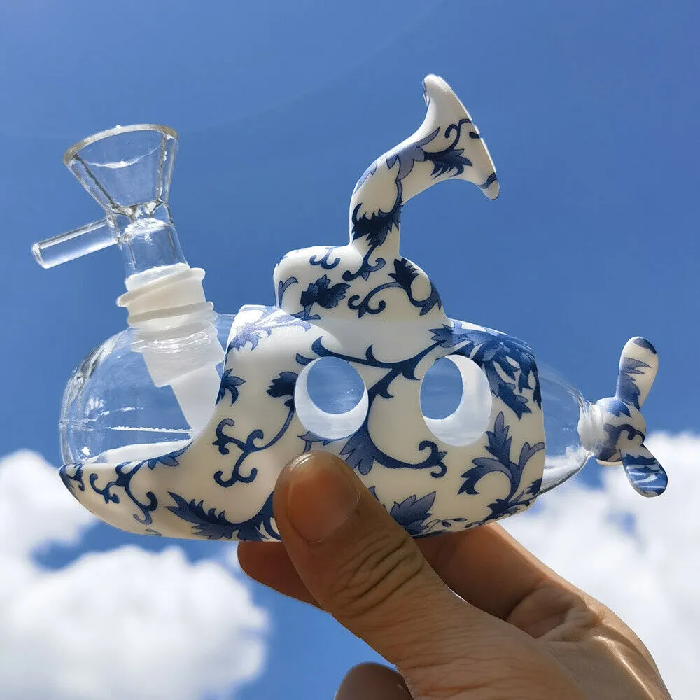 Wholesale Blue Submarine Glass Bong With Silicone Water Pipe And Hookah ...