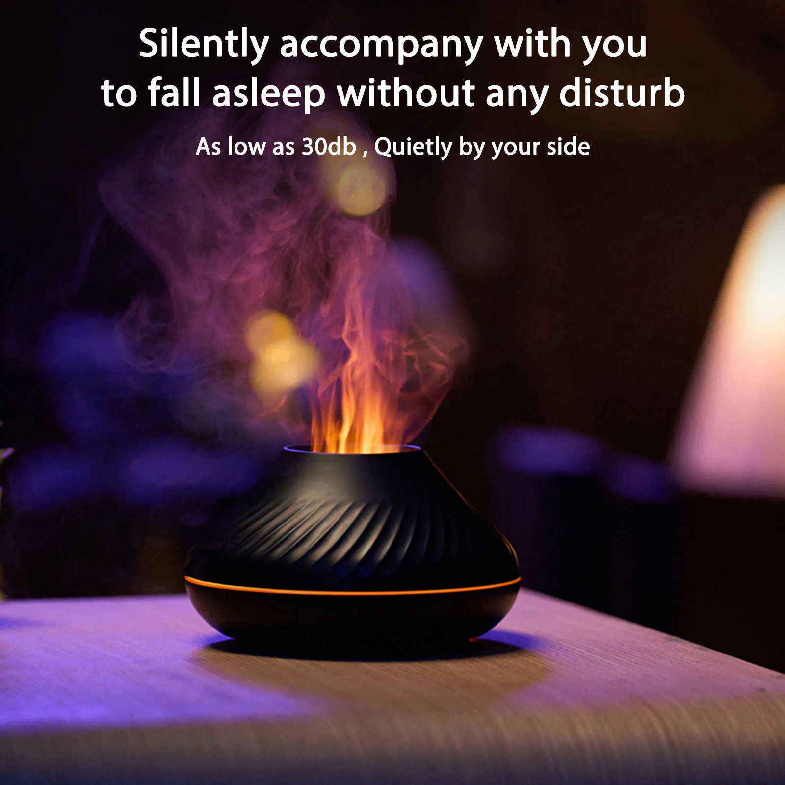 Flame Effect Humidifier: Essential Oil Diffuser with LED Night Light ...