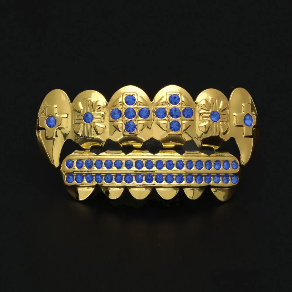 DHgate.com:Grillz Dental Grills New Gold Plated Iced Out Blue Cz ...