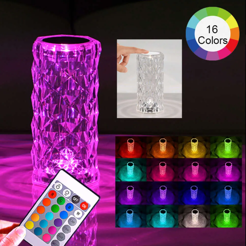 Crystal Rose Projector Lamp - 16/LED Night Light, Romantic Atmosphere ...