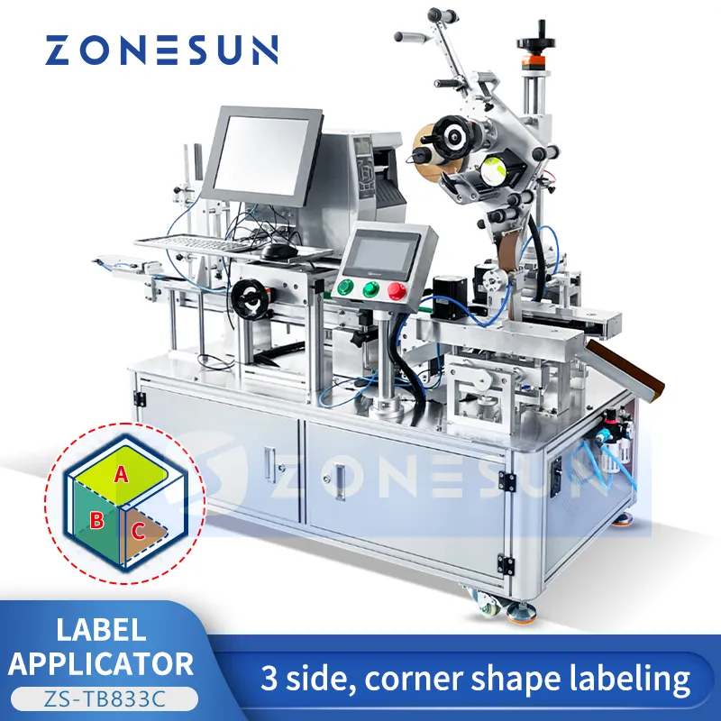 ZONESUN Automatic Label Applicator Corner Wrap Label Maker For Boxes ...