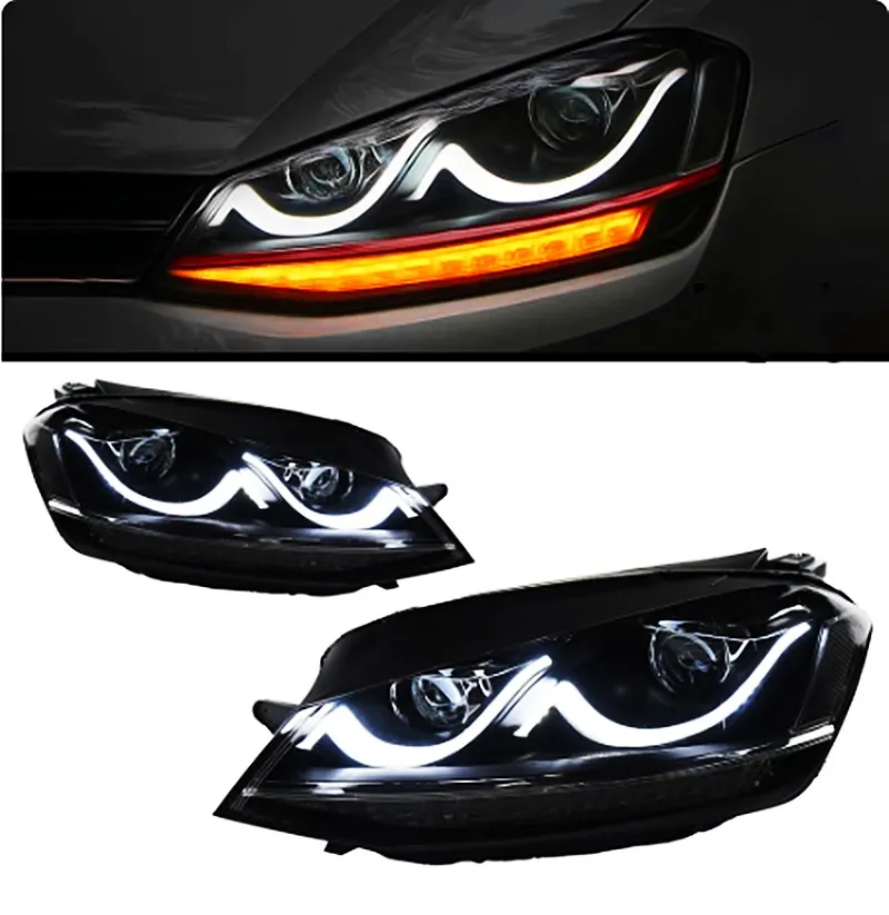 VW Golf 7 MK7 Headlights: 2013-2017 LED DRL, Bi-Xenon Beam, Front ...