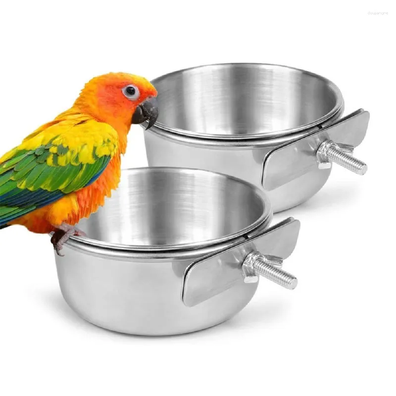 DHgate.com:Stainless Steel Bird Feeder and Water Cup Bowl Trough Cage ...