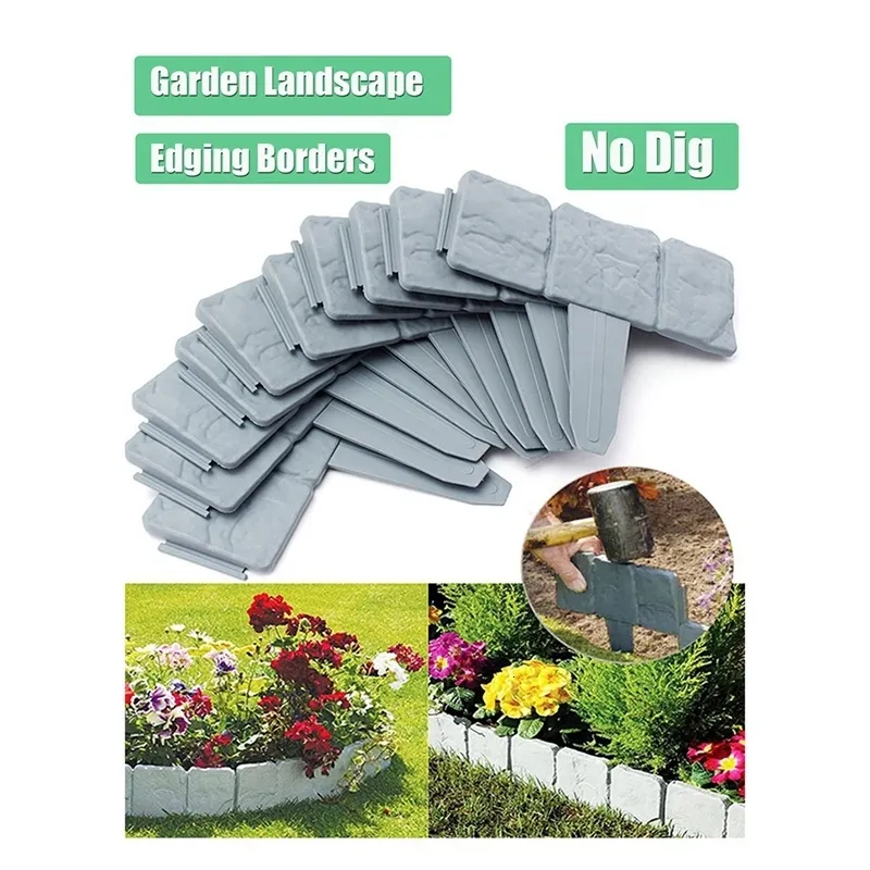 DHgate.com:20-Piece No-Dig Grey Plastic Garden Edging Borders for ...