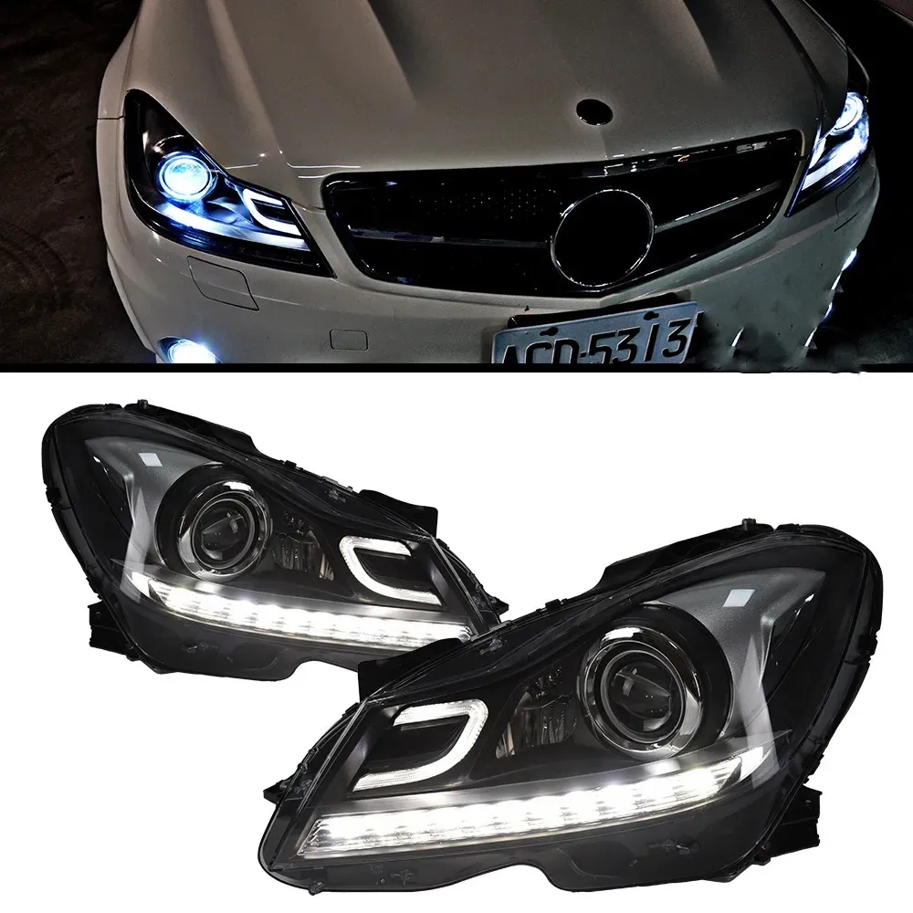 Xenon LED Headlights VW DRL Light C Style Headlight Assembly For W204 ...