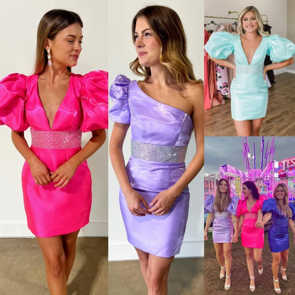 DHgate.com:Saudi Red Shimmer Puff Sleeve Cocktail Party Gown:Wedding ...