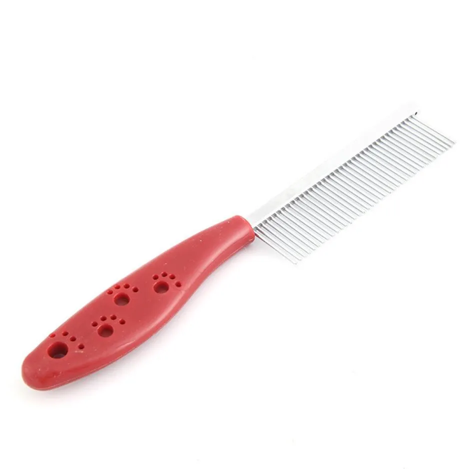 Dog Grooming Comb: Stainless Steel Pet Beauty Tool with Red and Blue ...