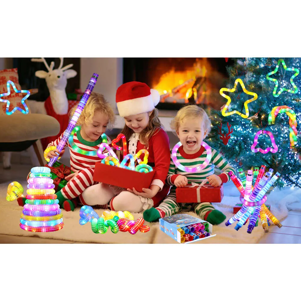 LED Pop Fidget Tubes Light Up Sticks Glow In The Dark LED Tubes Party ...