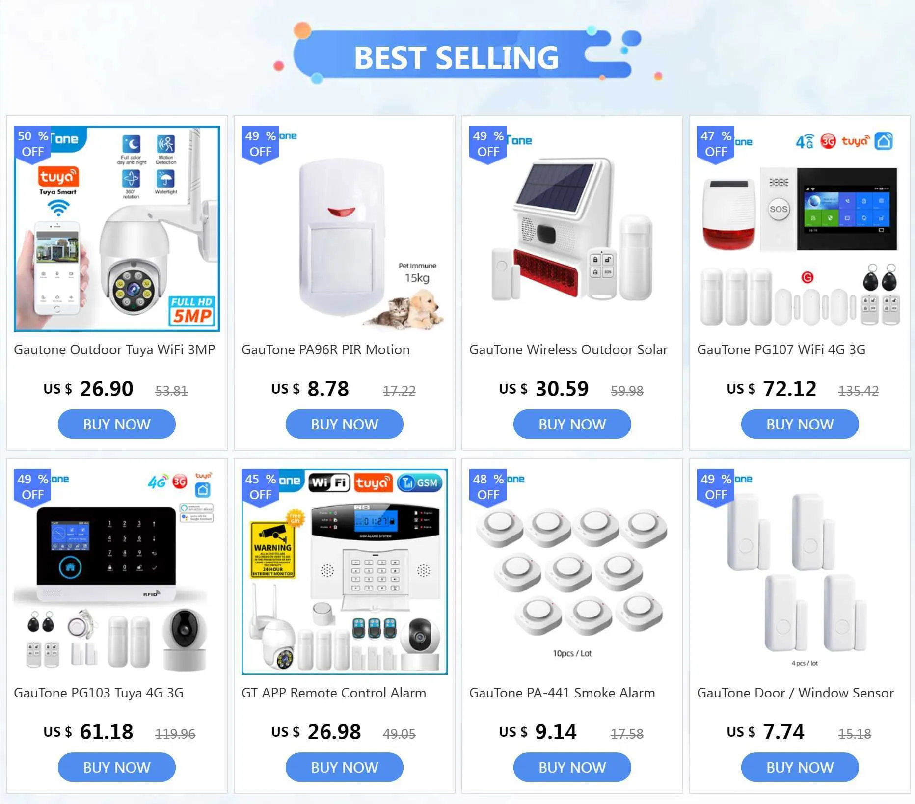 DHgate.com:Gautone 4G WiFi Alarm System, Tuya Smart 433MHz Wireless Security Home Alarm, Smart ...