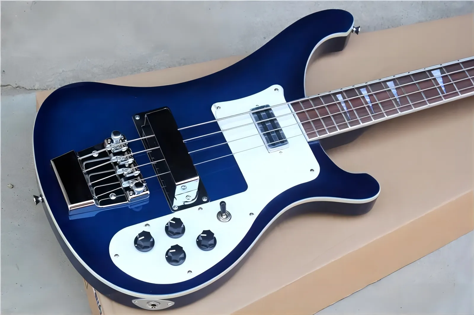 Factory Custom Dark Blue Electric Bass Guitar With White Pickguard ...