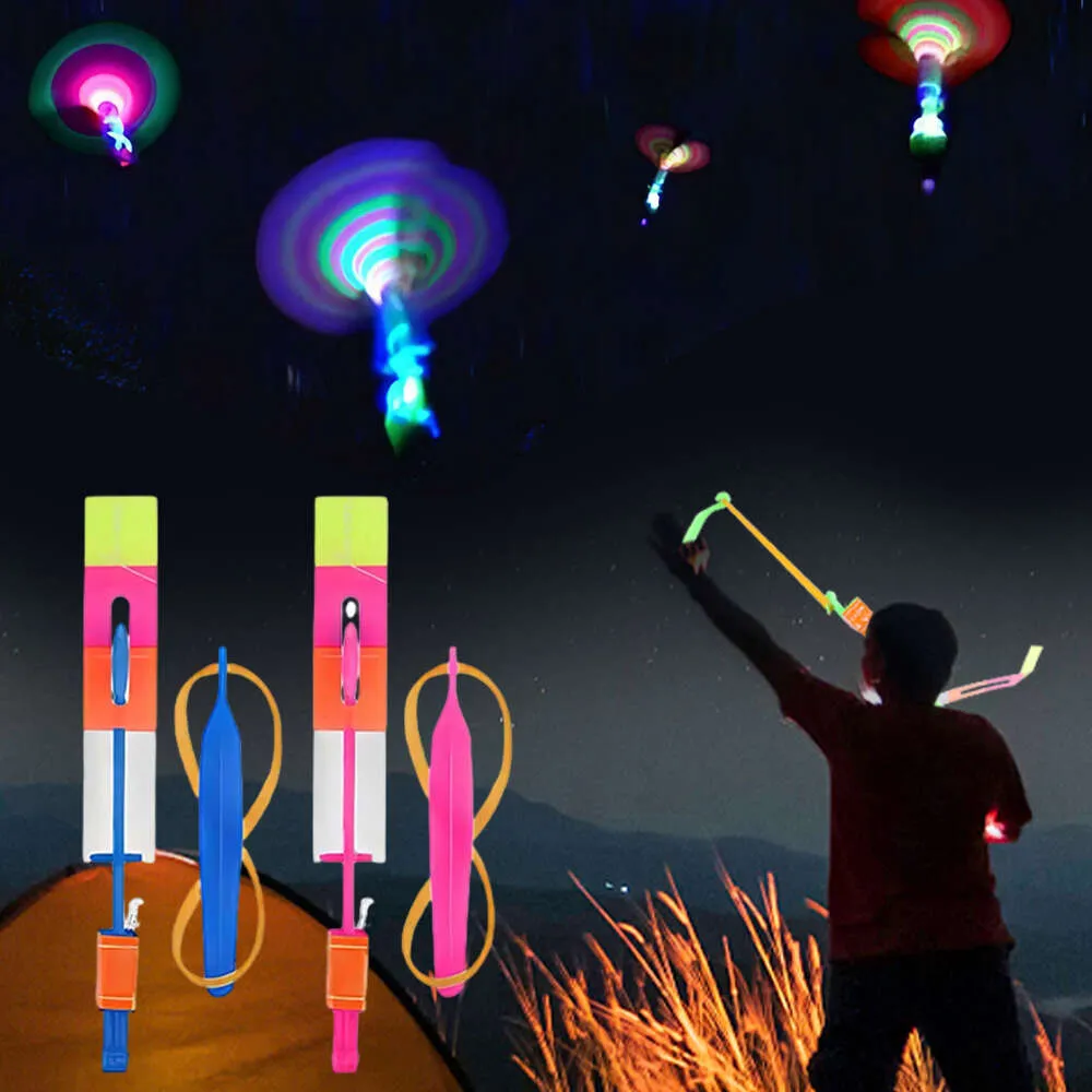 LED Light Up Arrow Helicopter Toy - Flying Slingshot Fun for Kids ...