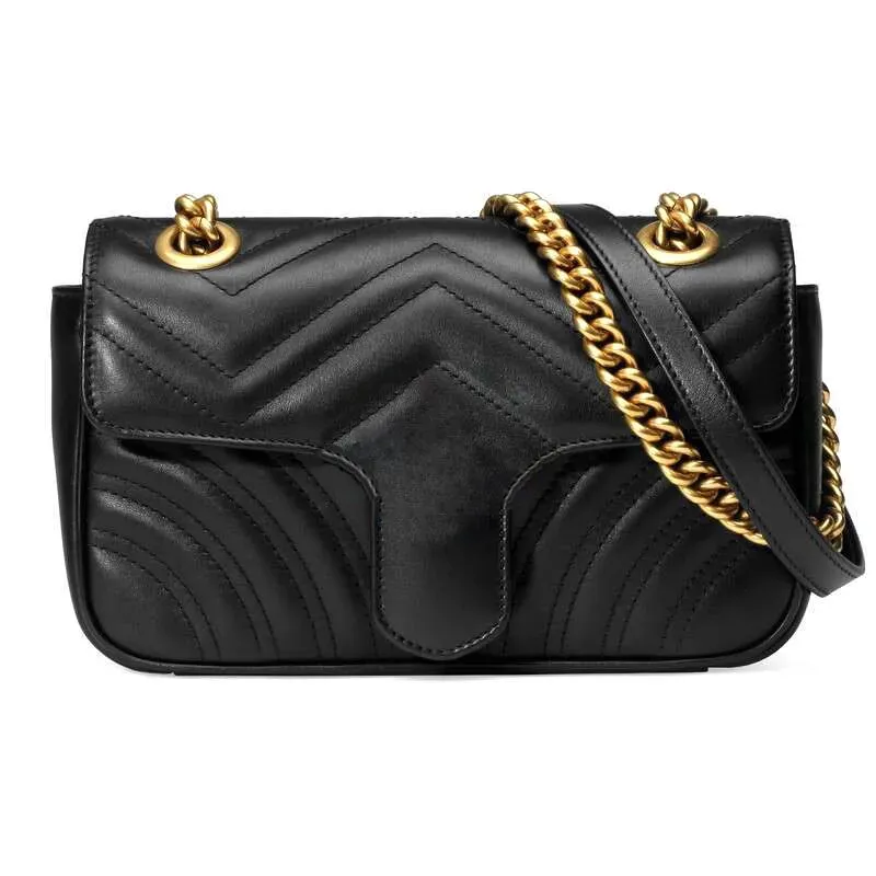 Designer Black Leather Black Shoulder Bag With Chain Strap For Women ...