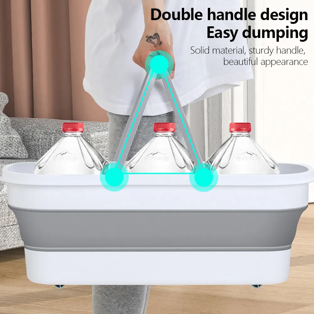 Collapsible Bucket - Rectangular Wash Tub with Handle, Portable Space ...