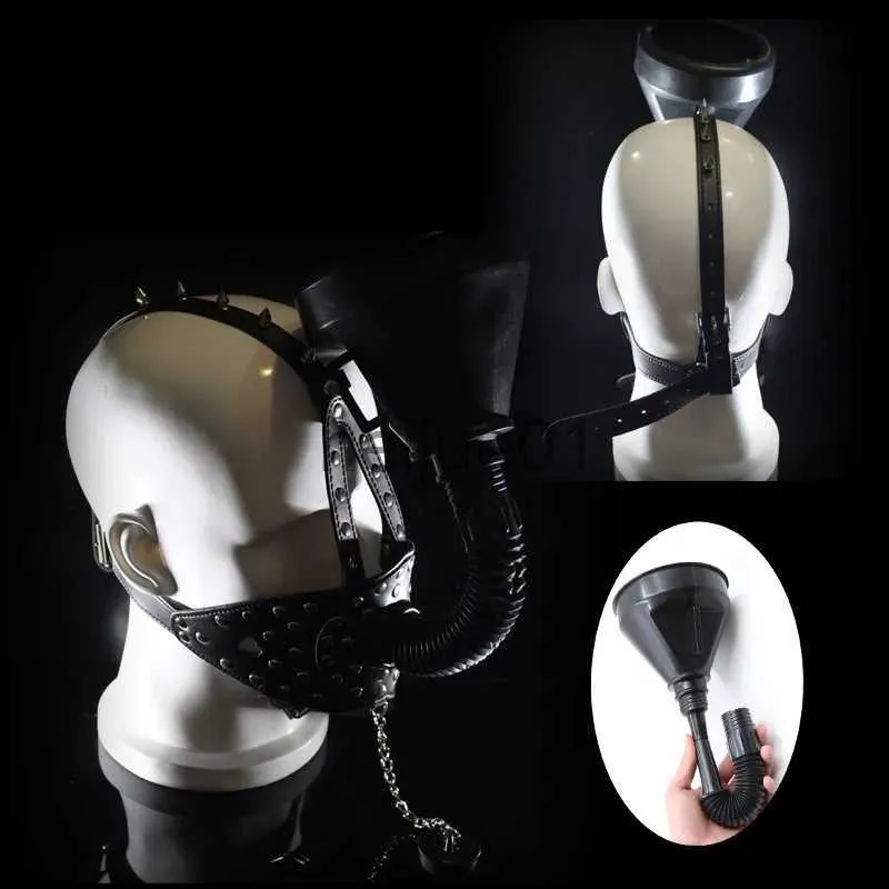 DHgate.com:Bondage Faux Leather Open Mouth Gag with Detachable Plastic Funnel Head Harness Rivet ...