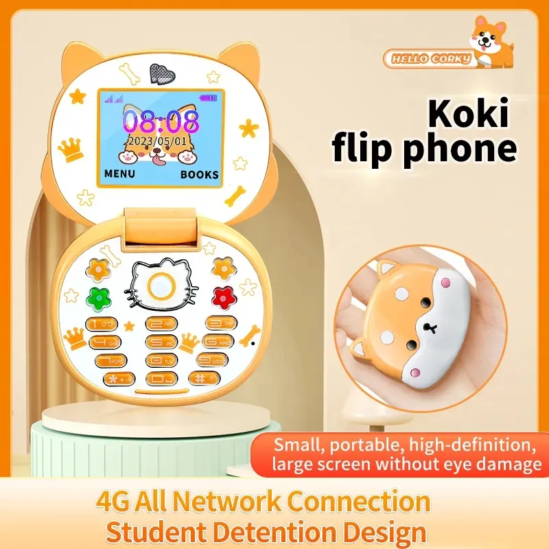 New Cute Miniature Cell Phone Toy Phones Dual SIM Flip Cartoon Kids ...
