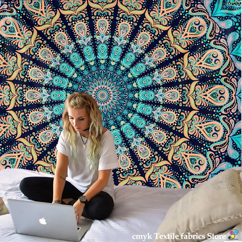 Tapestry Mandala Wall Hanging, Boho Decor Cloth, Psychedelic Hippie ...
