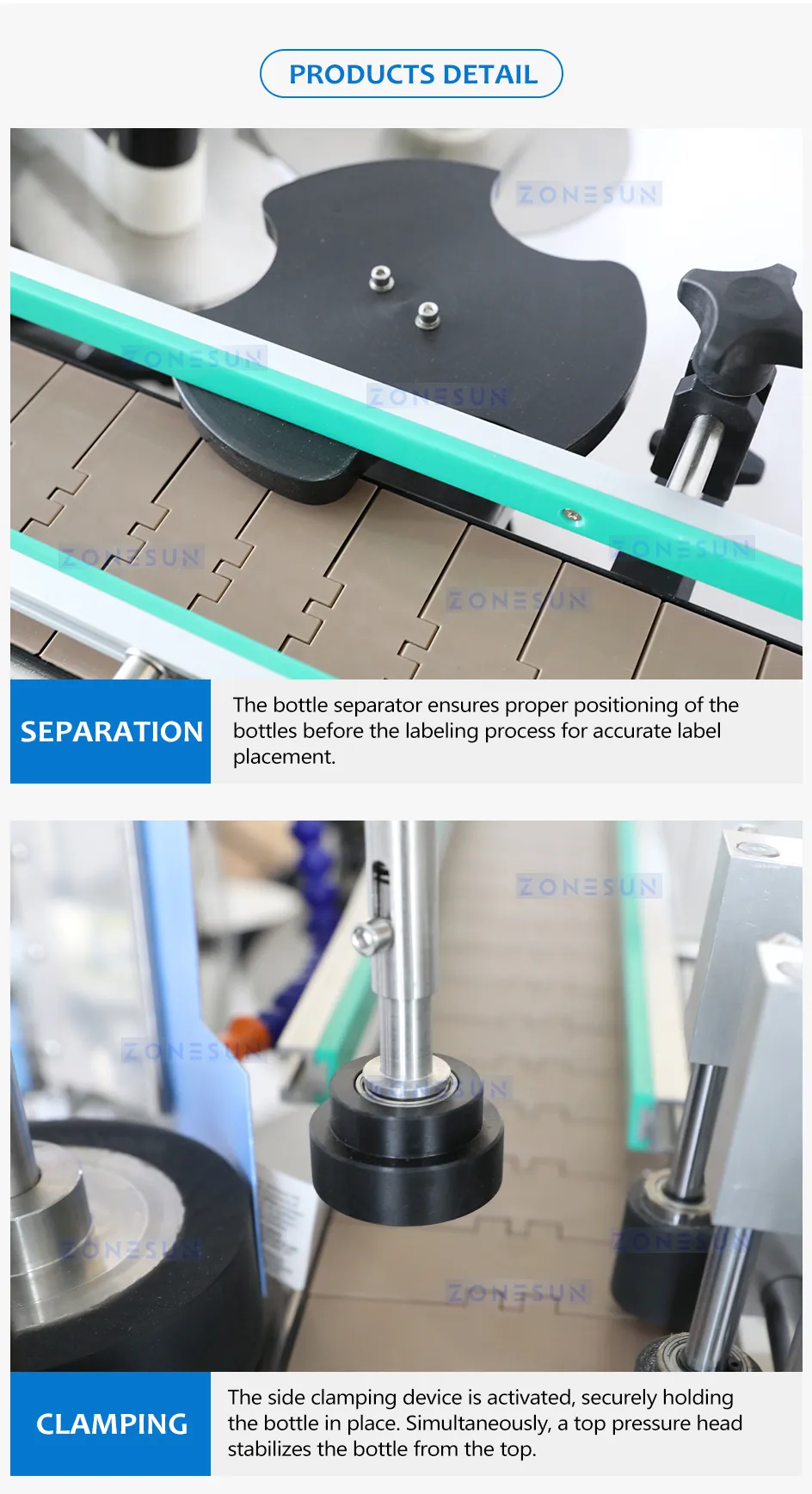 Zonesun Automatic Tapered Label Applicator Bottle Labeling Machine ZS ...