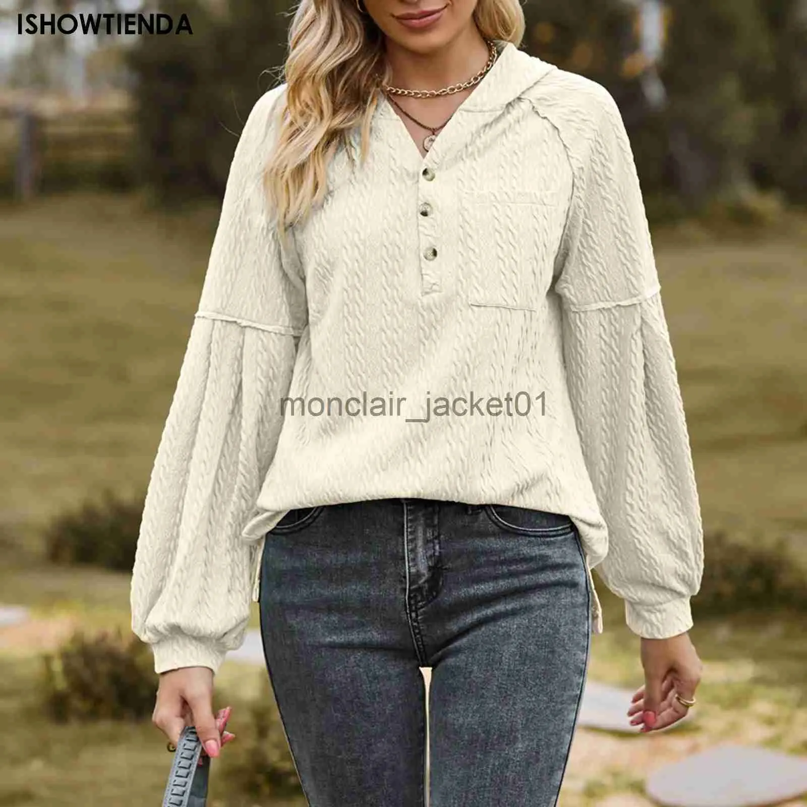 DHgate.com:Womens Patchwork Hoodies, V-Neck Button Up Pullover Tops ...