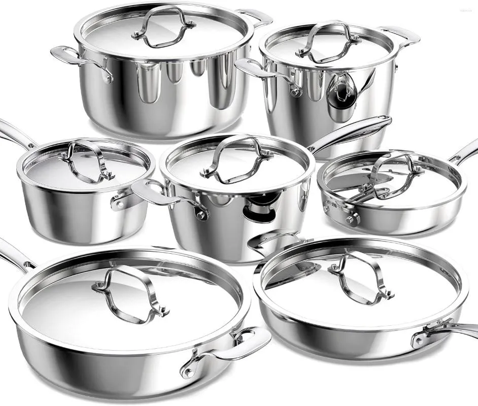 DHgate.com:9-Piece Stainless Steel Cookware Set, Tri-Ply Construction ...