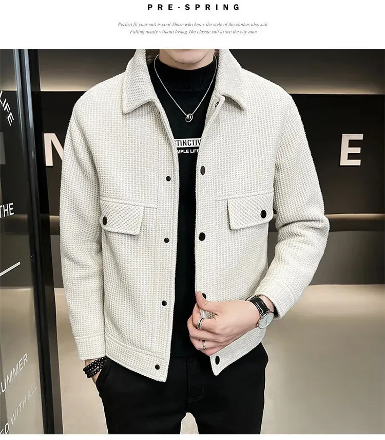 Men's Wool Blend Autumn Shopkeeper Style Fashion Keep Warm Simple ...