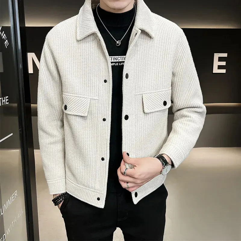 Men's Wool Blend Autumn Shopkeeper Style Fashion Keep Warm Simple ...