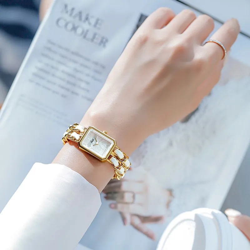 Elegant Ladies Square Faced Watches Women's Silver & Gold Analog ...