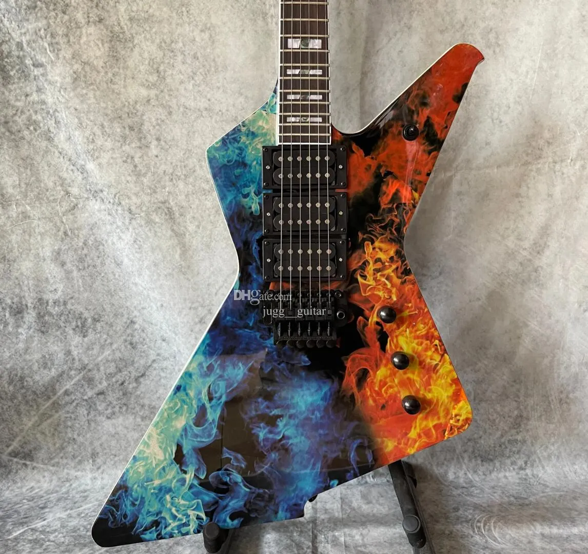 Custom Fire Flame Smog Naranja Azul Destructor Phil Collen Guitarra ...