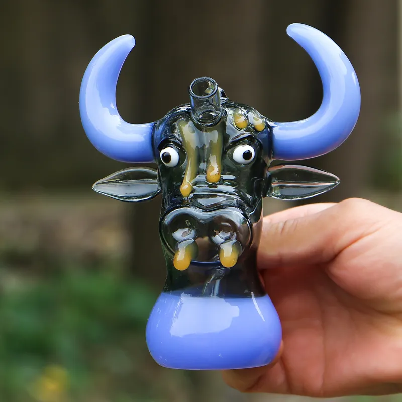 Unique Dab Rigs: Cow Themed Glass Bong With Ox Horn Design, Inline ...