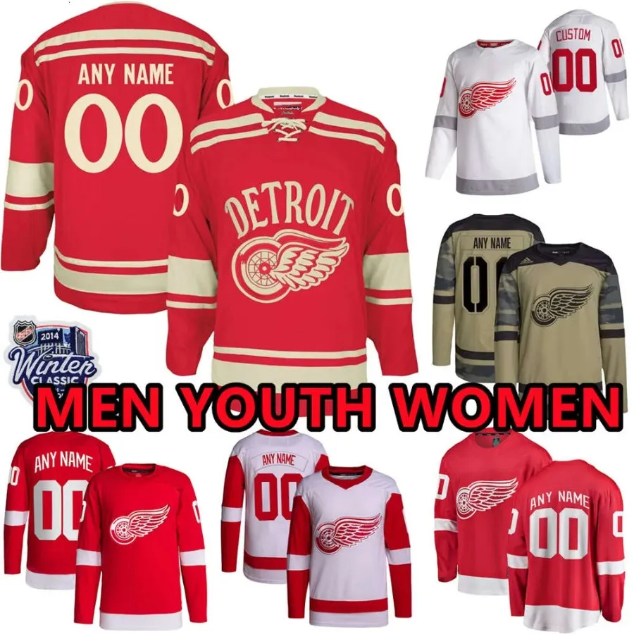 Custom Hockey Detroit Jerseys Red Mens Wings 9 Gordie Howe 71 Dylan ...