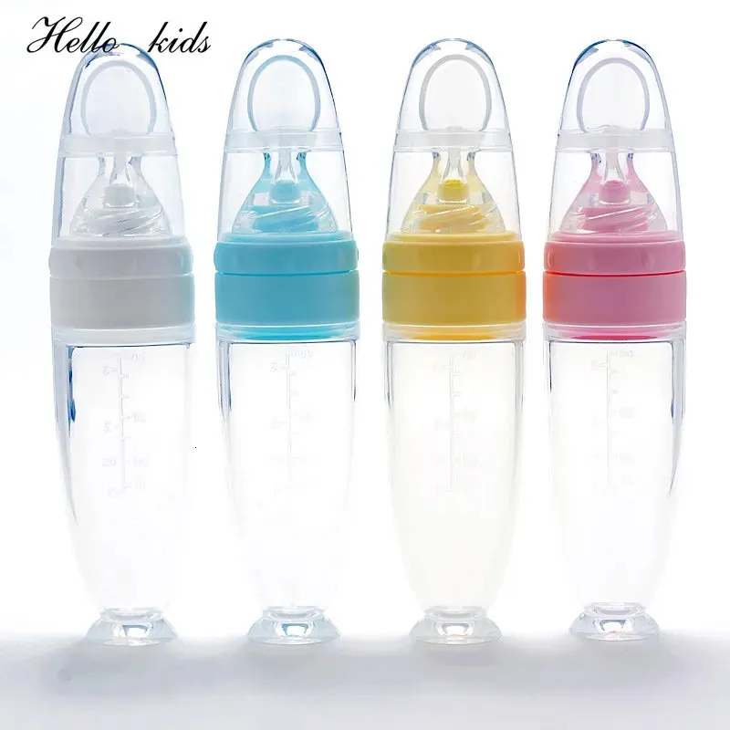 DHgate.com:2-in-1 Silicone Baby Feeding Bottle with Spoon - Soft ...