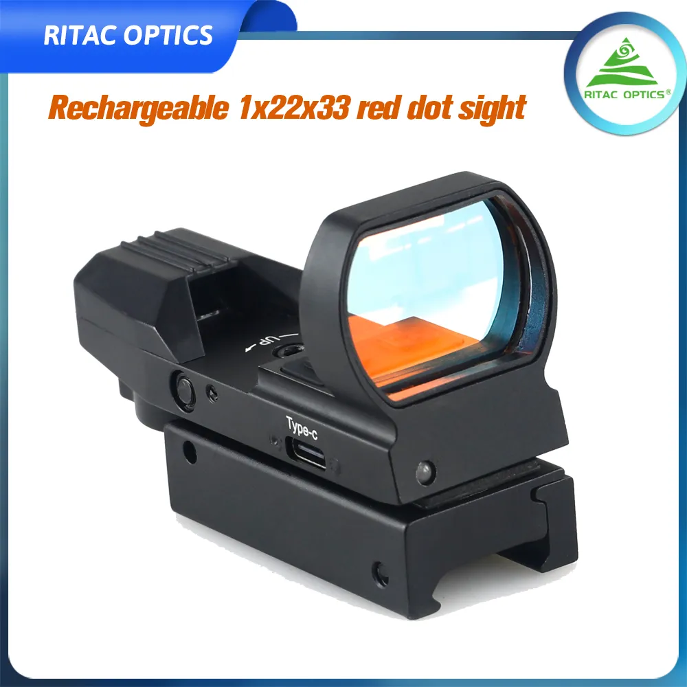 Rechargeable Reflex Sight 1x22x33 Red Dot Scope With Adjustable ...