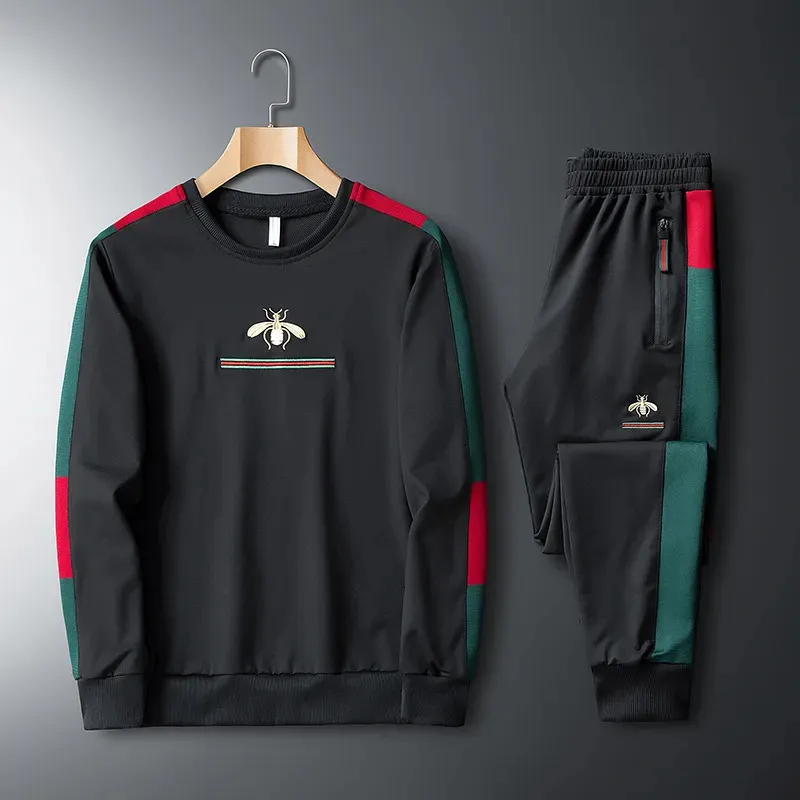 Men's Two Piece Tracksuit Set: Elastic Casual Embroidered Long Sleeve ...