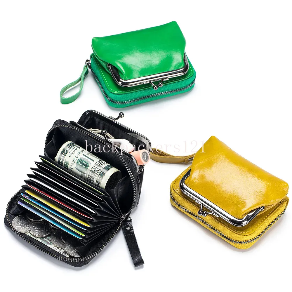 Retro Oil Wax Leather Small Leather Coin Purse With Detachable Multi ...