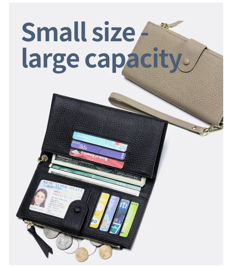 Designer Cowhide Clutch Wallet With Multi Card Slots And Phone Pocket ...