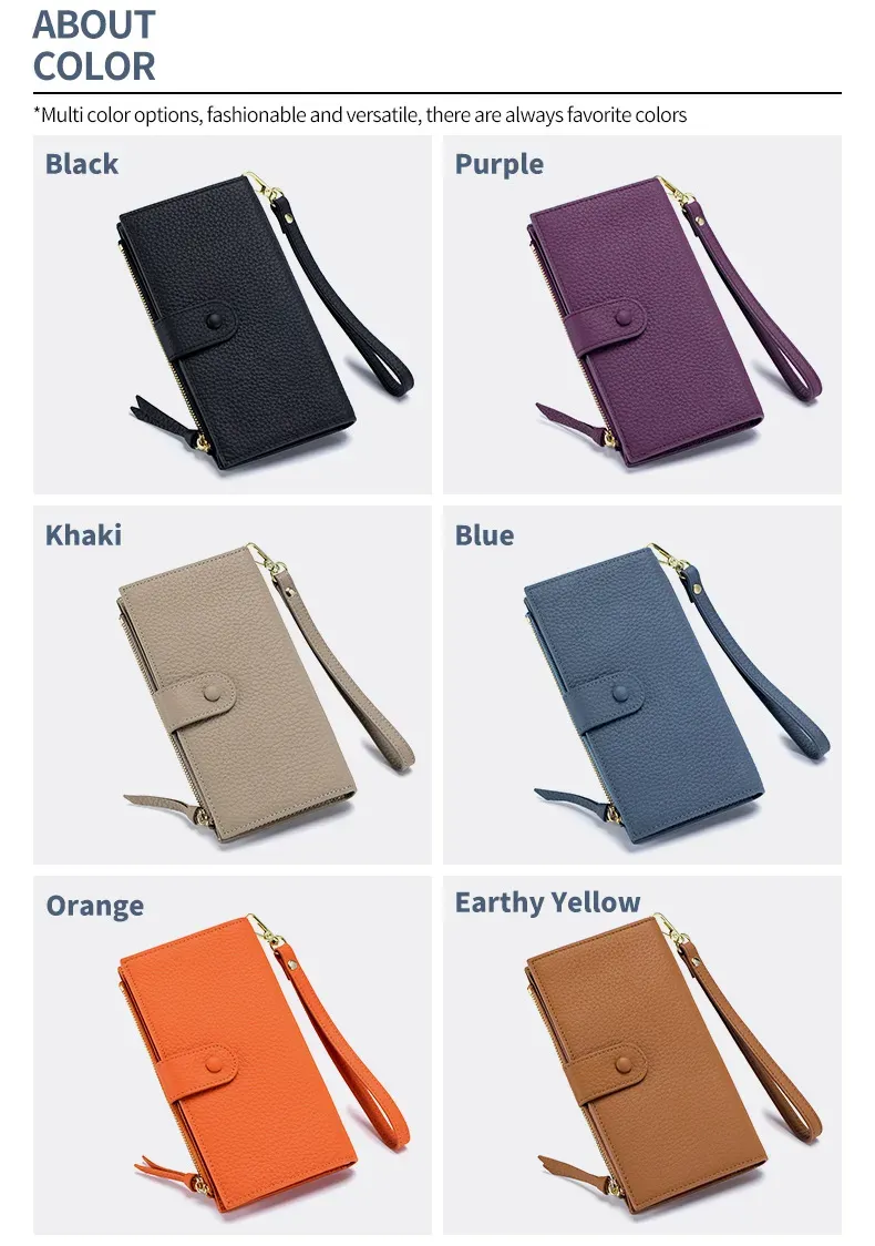 Designer Cowhide Clutch Wallet With Multi Card Slots And Phone Pocket ...