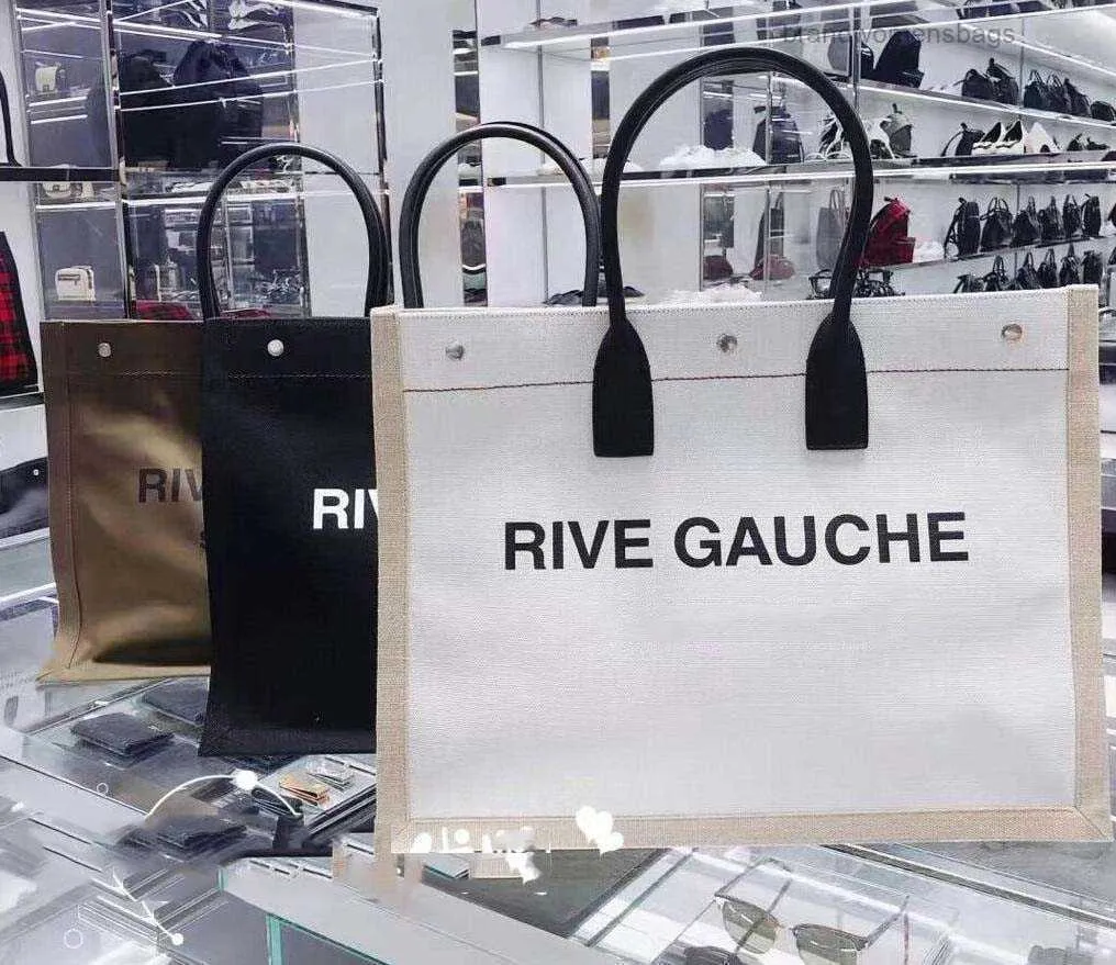 Trend Women's Handbag Rive Gauche Tote Shopping Bag Linen Large Beach ...