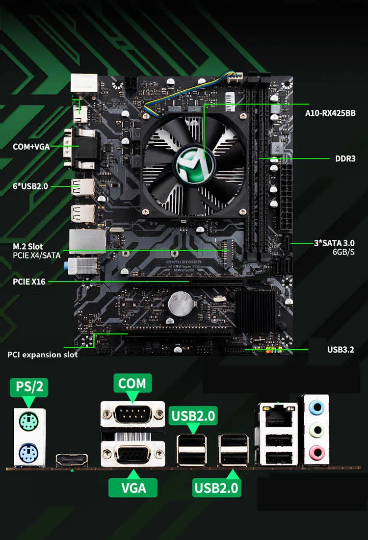 MAXSUN ATX Motherboard with AMD X470 Chipset, Socket AM3, DDR3 RAM ...