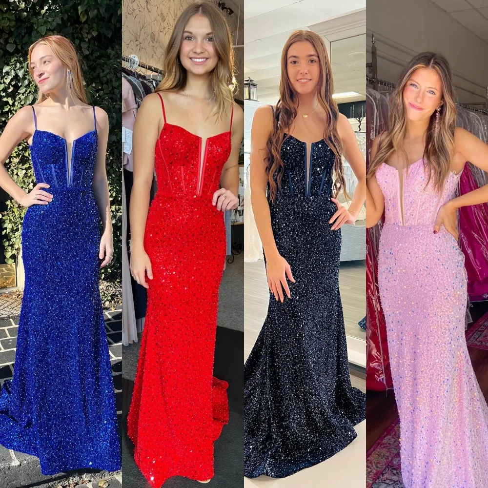 Winter Court Warming Velvet Sequin Long Sequin Prom Dresses With Corset Bodice Perfect For ...