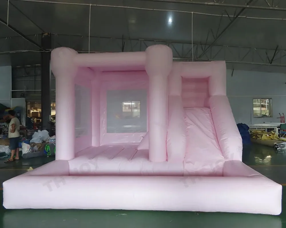 Premium White Inflatable Wedding Bounce House with Slide & Ball Pit ...