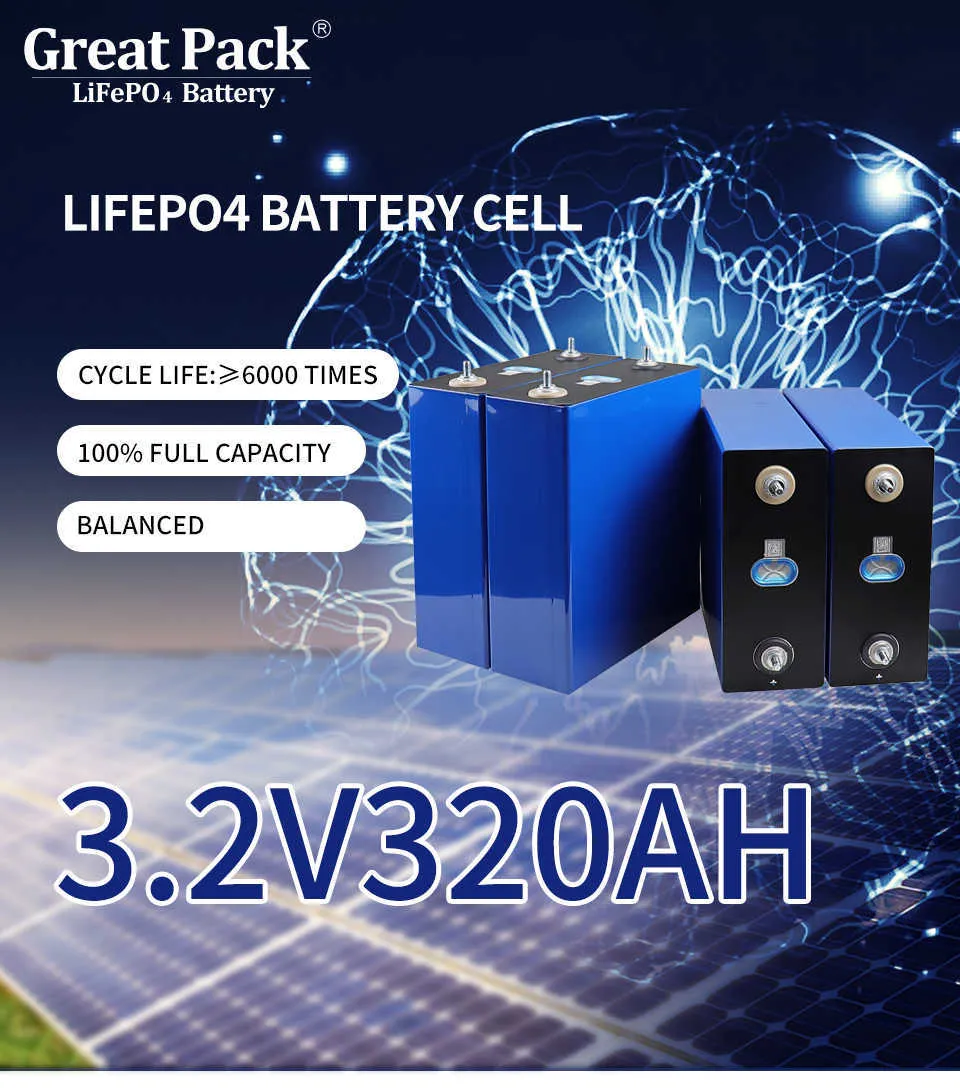 12V Rechargeable Lithium Ion Battery Pack 3.2V 320Ah LiFePO4 Deep Cycle ...