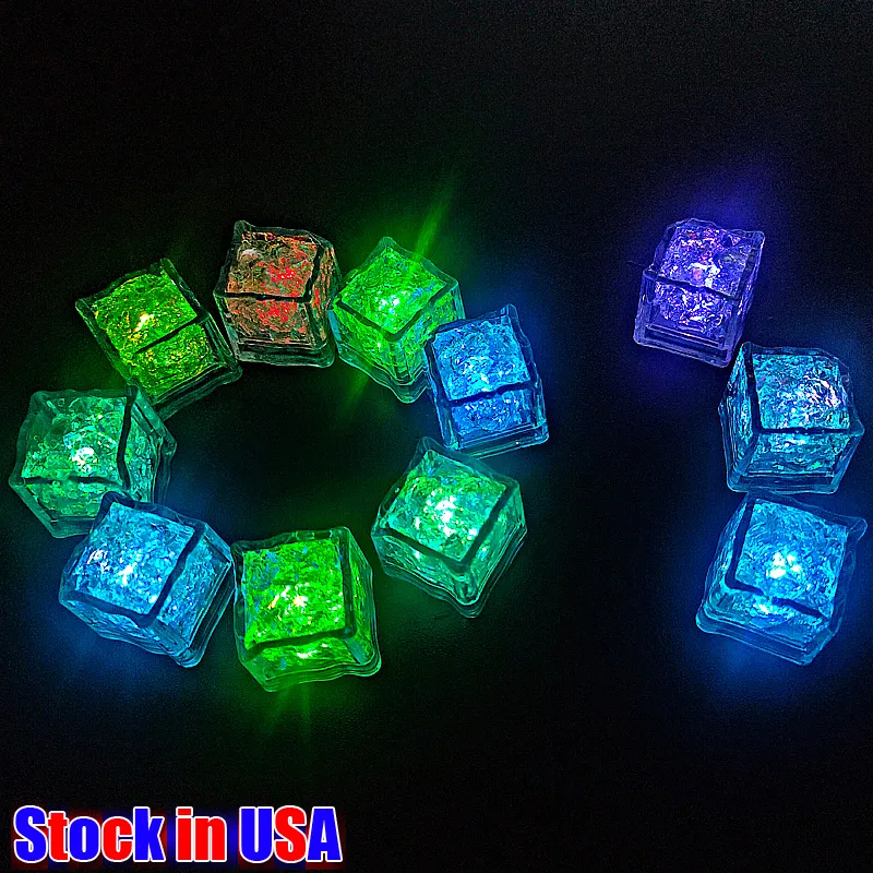 LED Light Up Ice Cubes Multicolor Liquid Sensor Glow Cubes For Bar ...