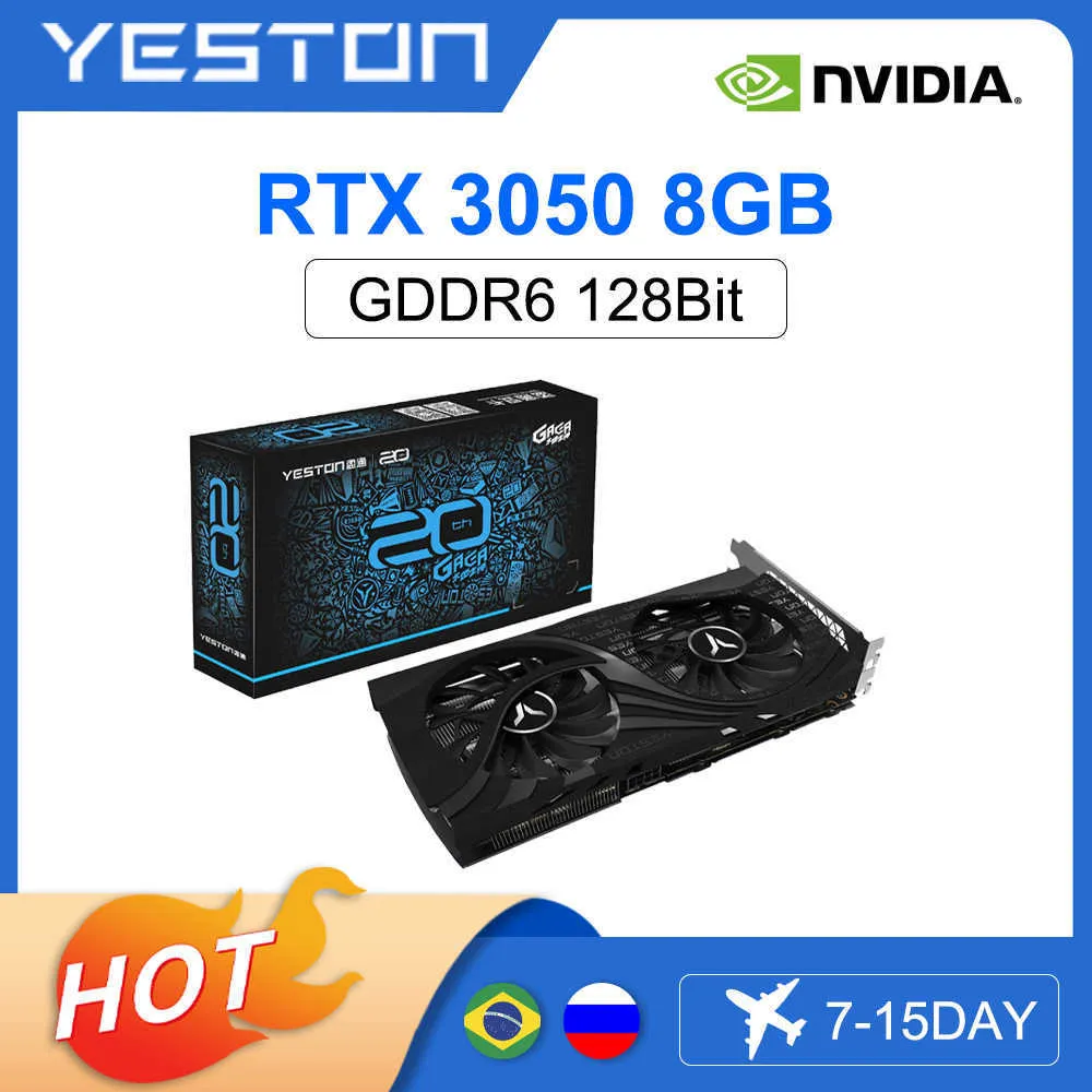 YESTON GeForce RTX 3050 8GB GDDR6 Gaming Graphics Card 128 Bit NVIDIA ...