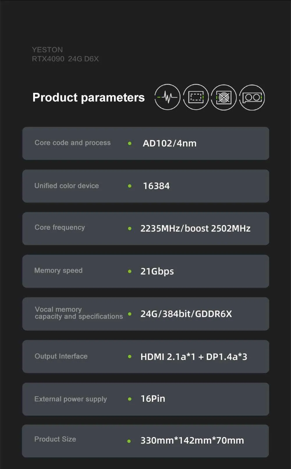 YESTON RTX 4090 24GB Graphics Card, GeForce RTX 4090 GDDR6X GPU, 4nm 384Bit Video Card, Triple ...