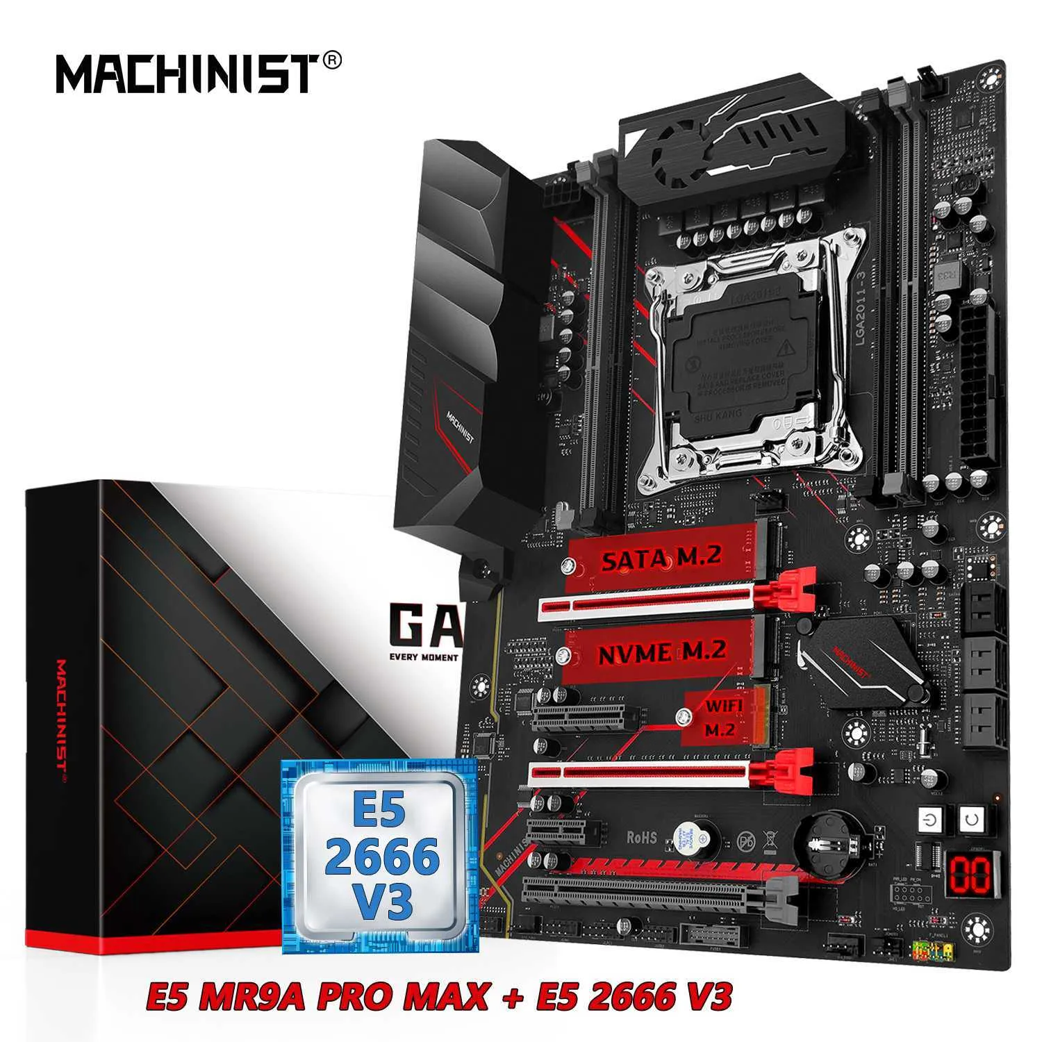 MACHINIST E5 MR9A PRO MAX Motherboard Combo Set LGA 2011 3 Xeon E5 2666 ...