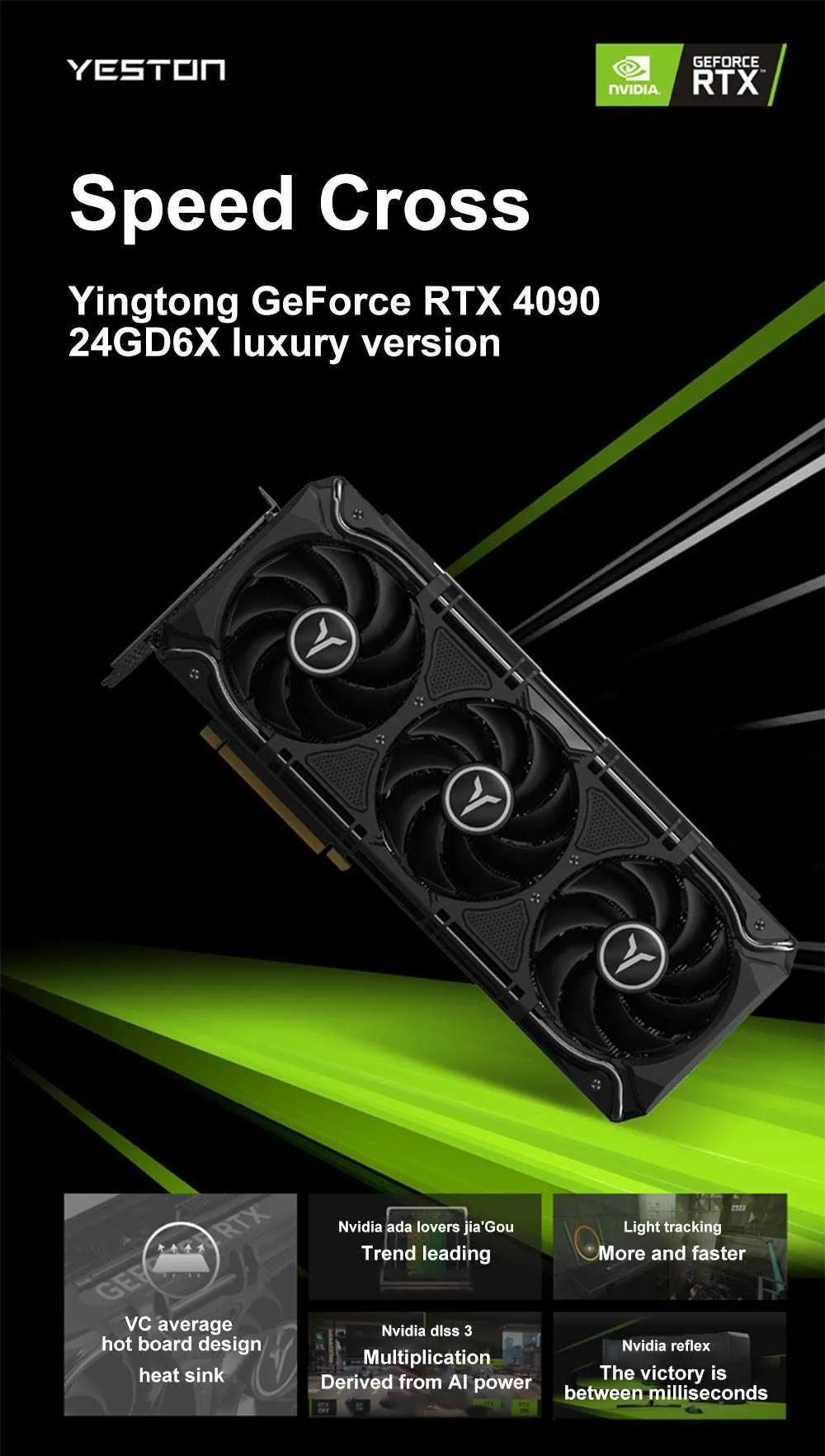 YESTON RTX 4090 24GB Graphics Card, GeForce RTX 4090 GDDR6X GPU, 4nm 384Bit Video Card, Triple ...