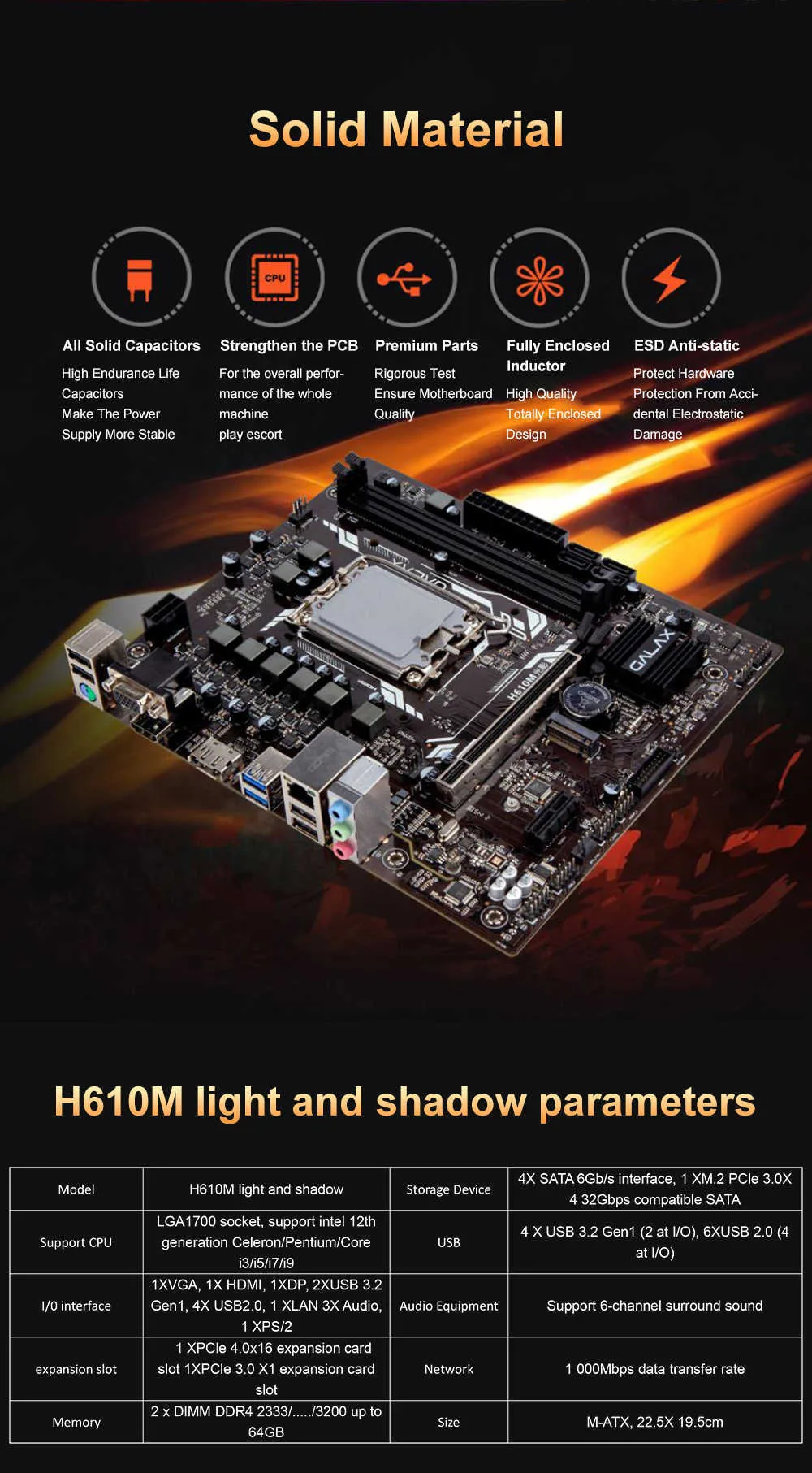 GALAXY New Intel H610M GAMING Motherboard Game DDR4... From ...