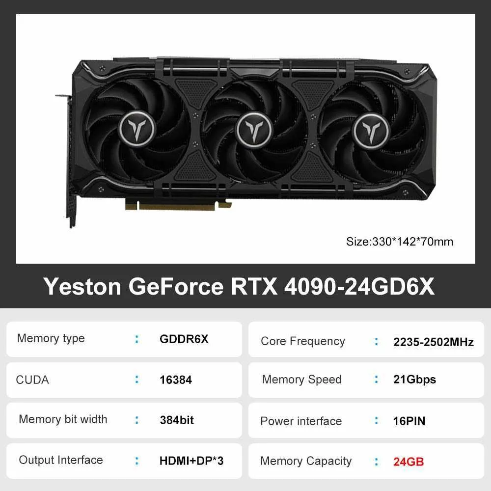 YESTON RTX 4090 24G 24GB Low Profile Graphics Card GDDR6X, 4nm 384Bit ...