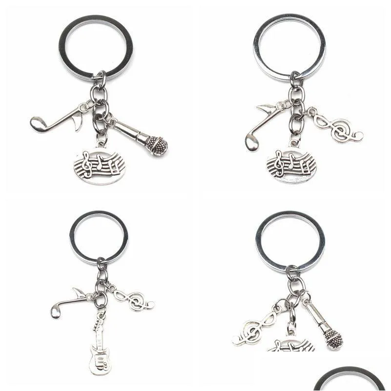 DHgate.com:Key Rings Ancient Sier Music Teacher Ring Microphone Notes ...