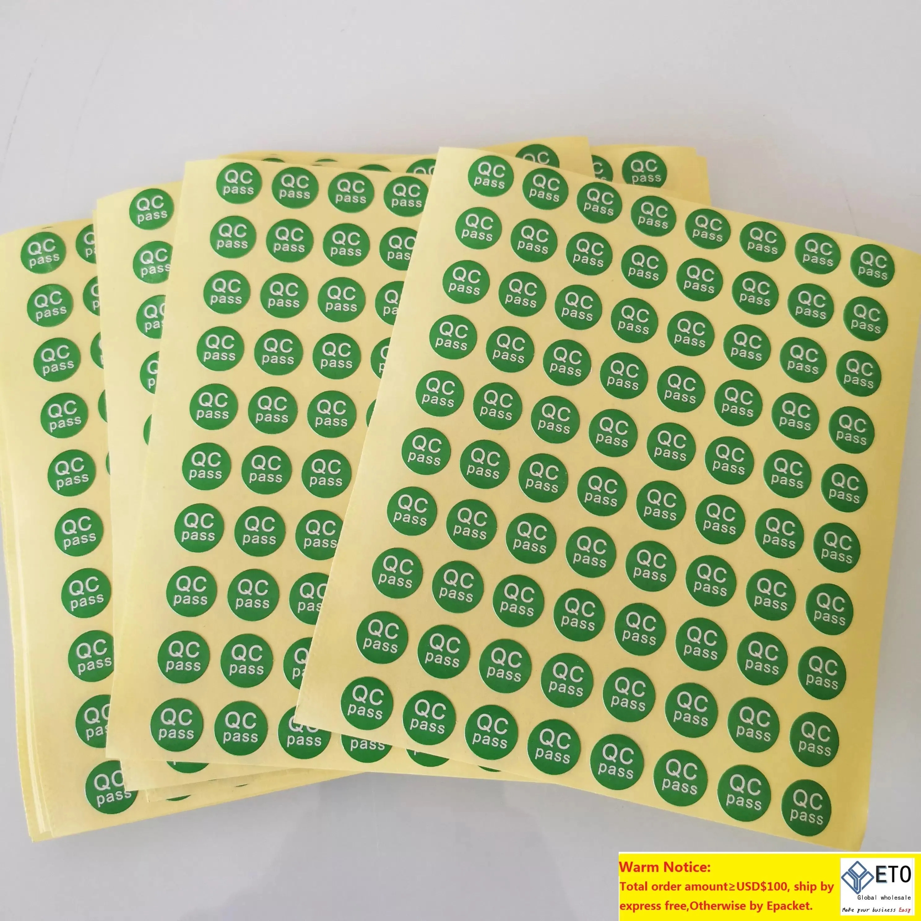 Set Qc Pass 10mm Diameter Self-Adhesive Paper Label Stickers for ...