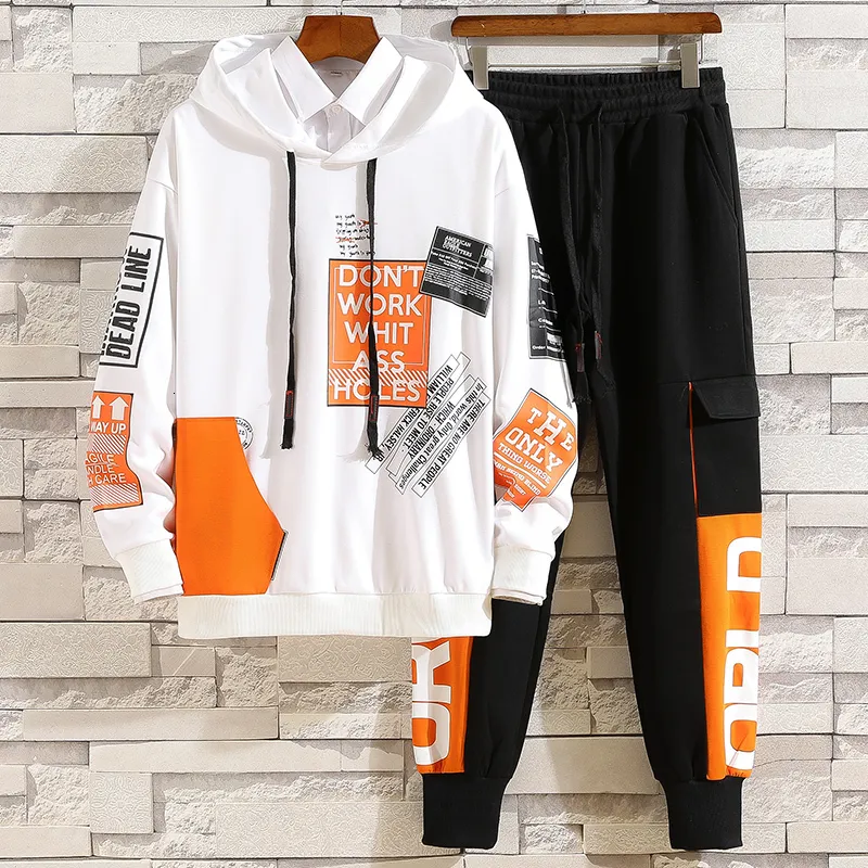 Men's Tracksuit Fashion Set: Korean Style Spring Autumn Elastic Waist ...
